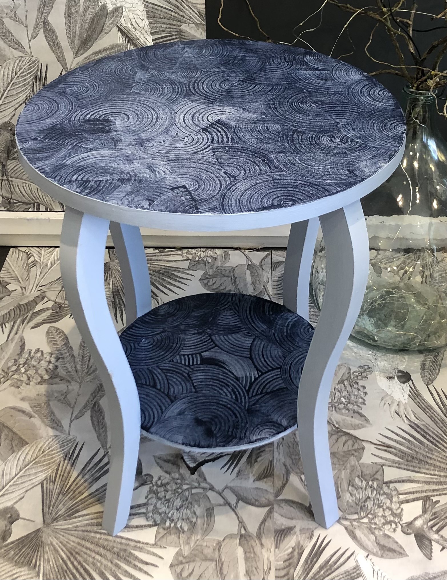 Table esprit malachite - Peinture rénovation de meubles